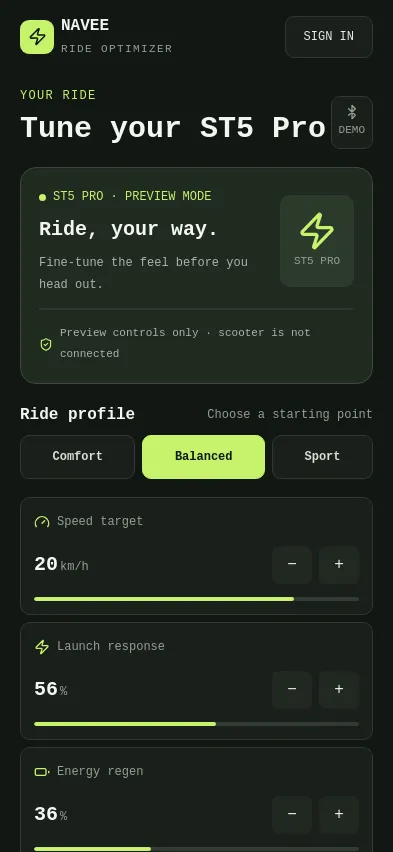 Navee Ride Optimizer