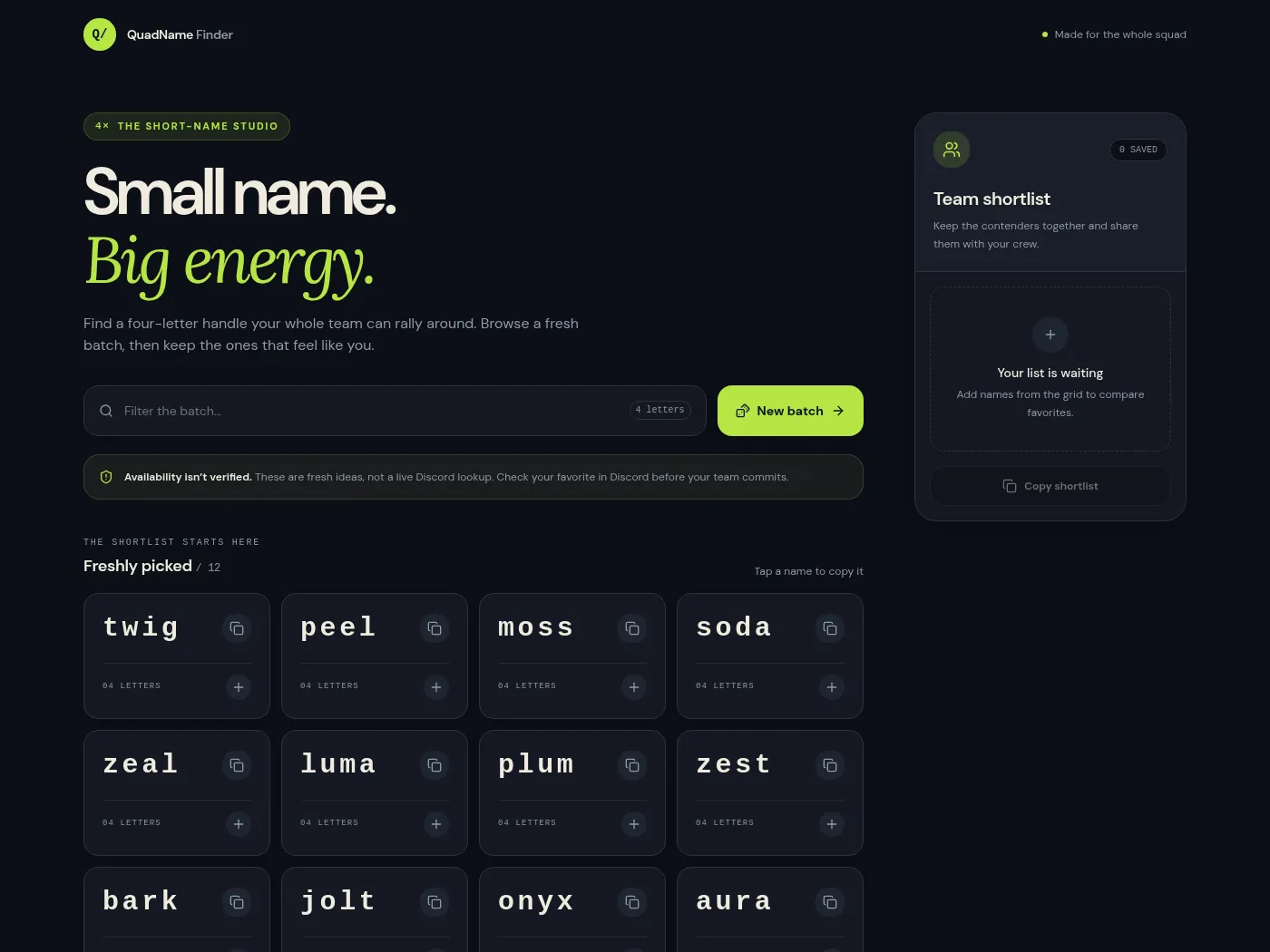 QuadName Finder