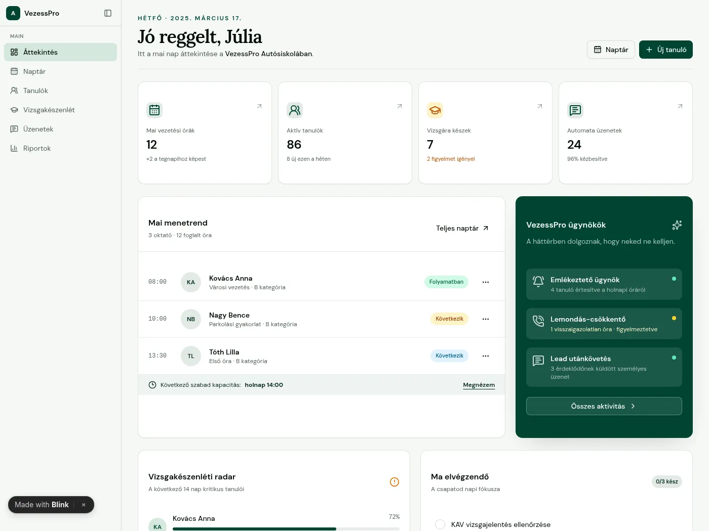Autósiskola CRM Suite