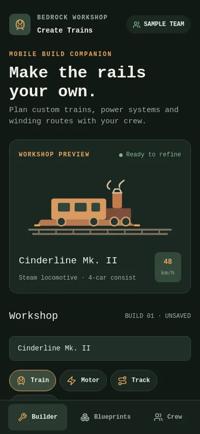 Bedrock Create Trains Mobile