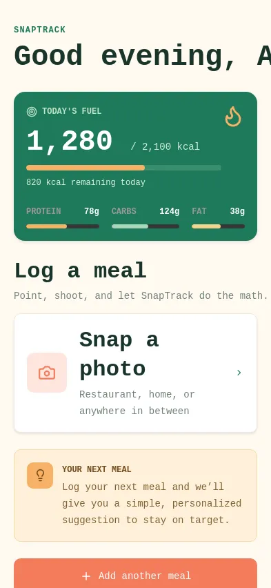 SnapTrack Nutrition App