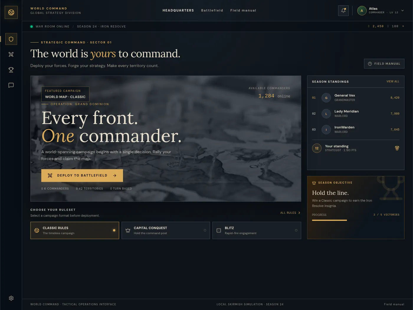 Risk Domination UI Clone