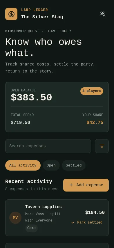 LARP Ledger Mobile