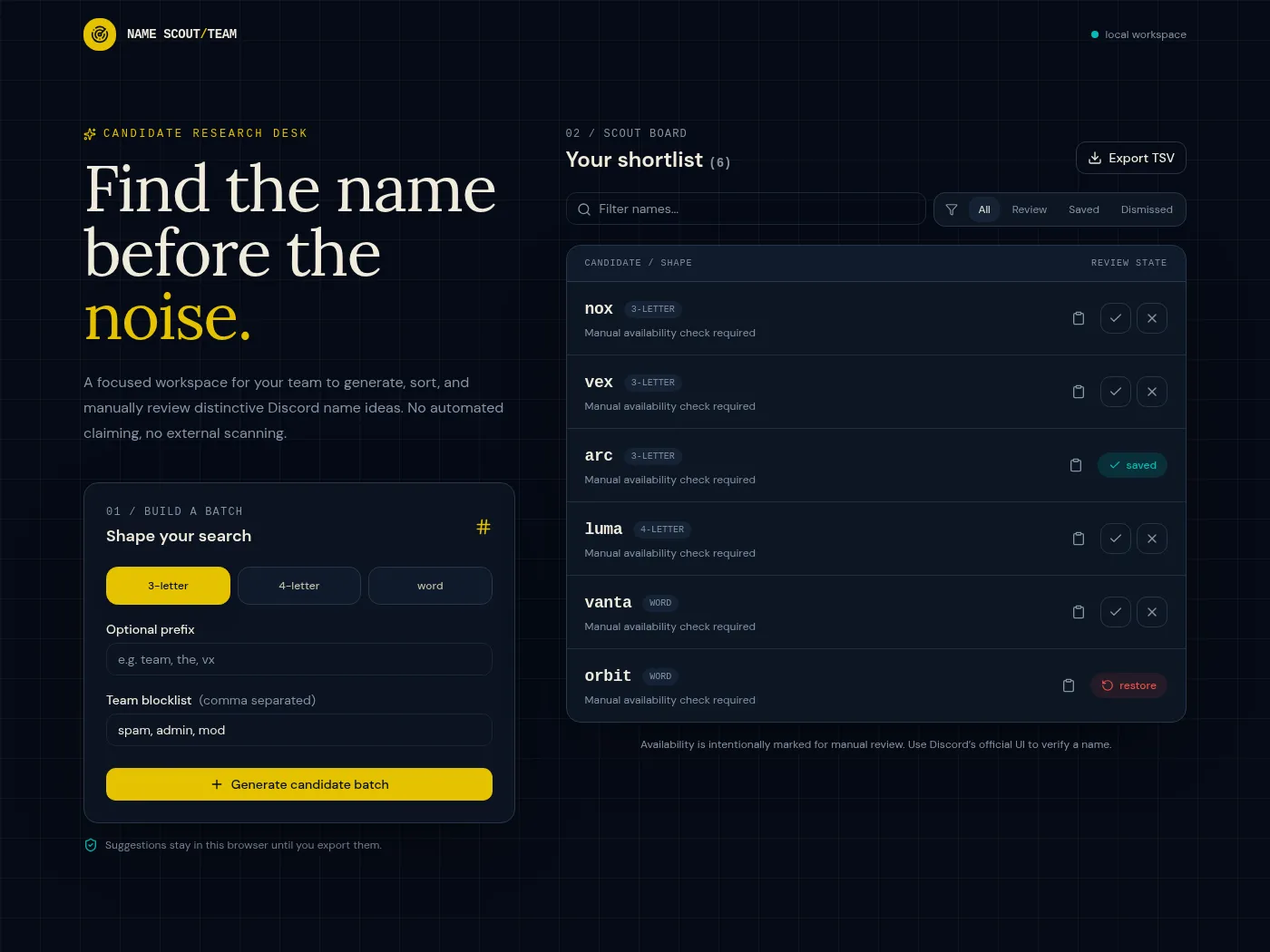 Discord Name Scout