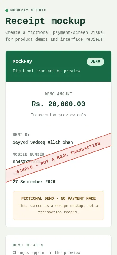 MockPay Receipt Generator