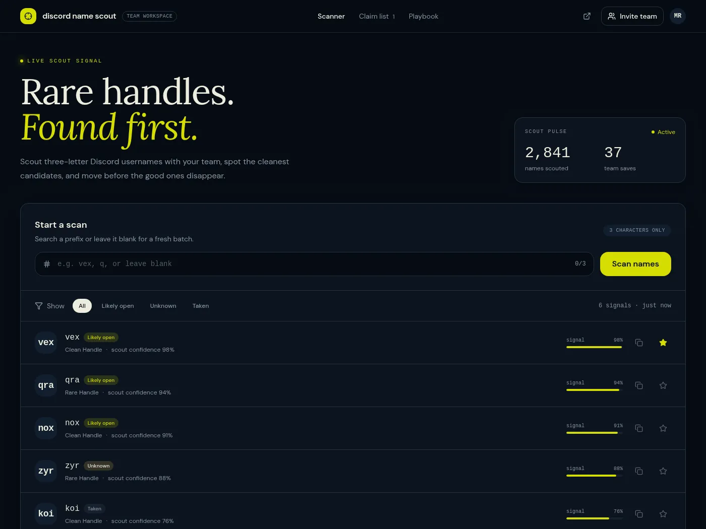 Discord Name Scout