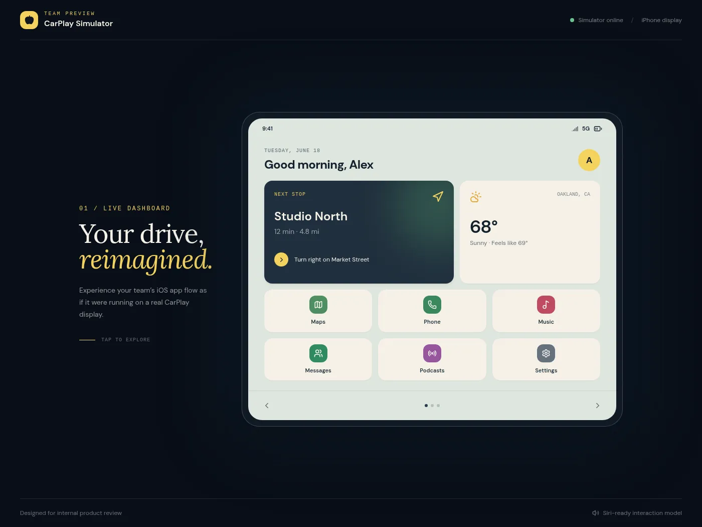 CarPlay Simulator Dashboard