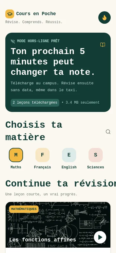 Cours en Poche Mobile