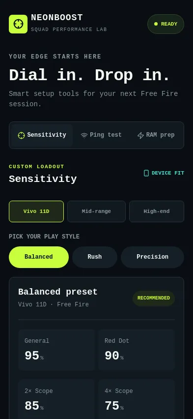 NeonBoost Free Fire Tools
