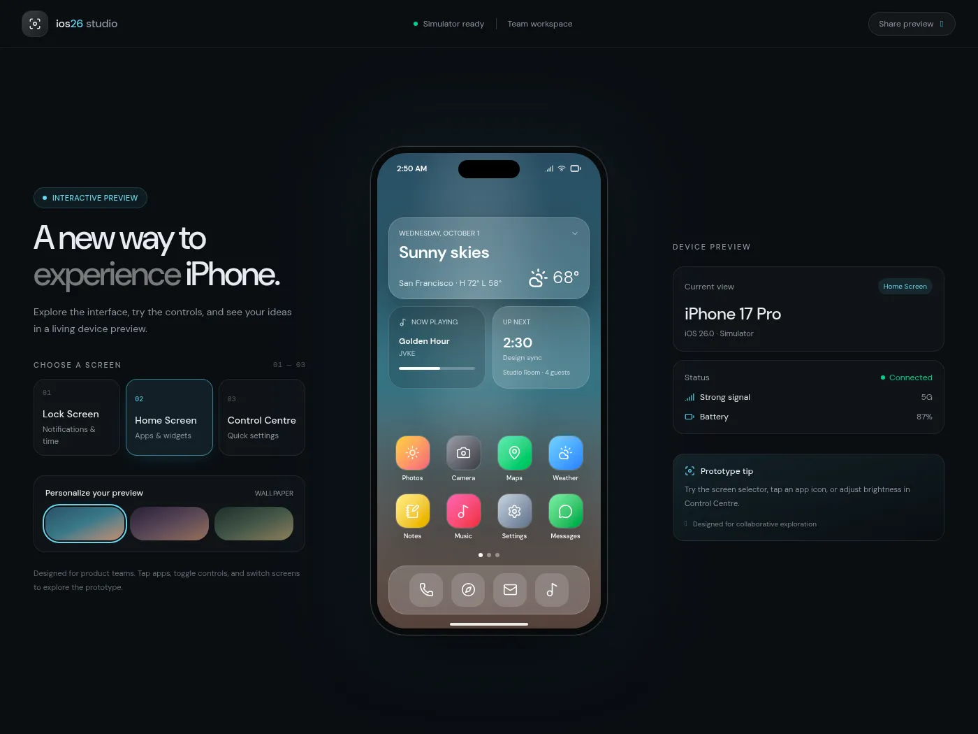 iOS 26 Web Simulator