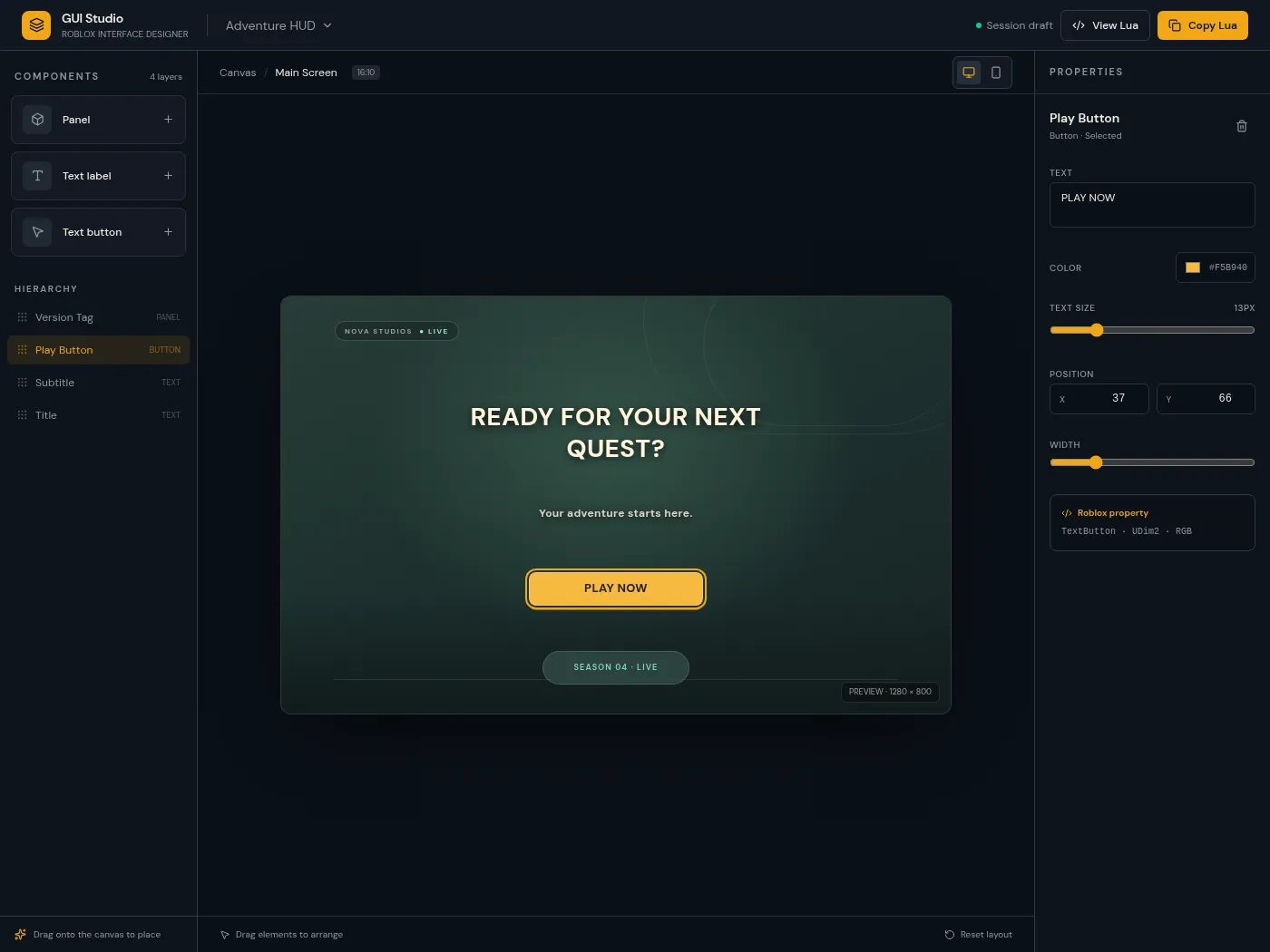 Roblox GUI Designer