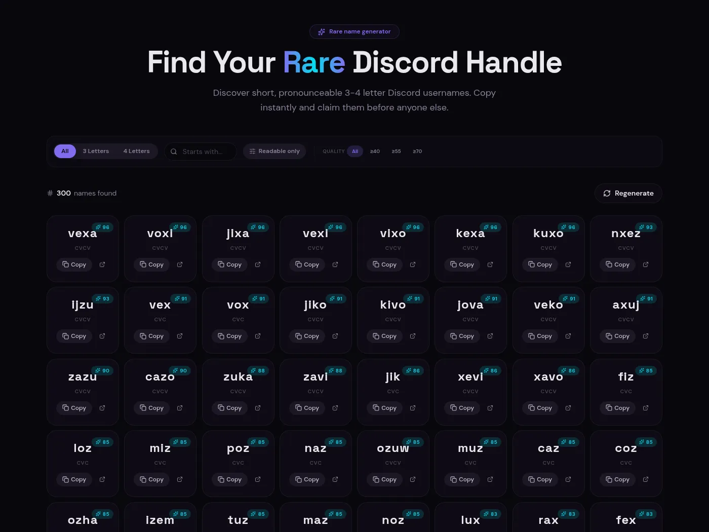 Rare Discord Name Finder