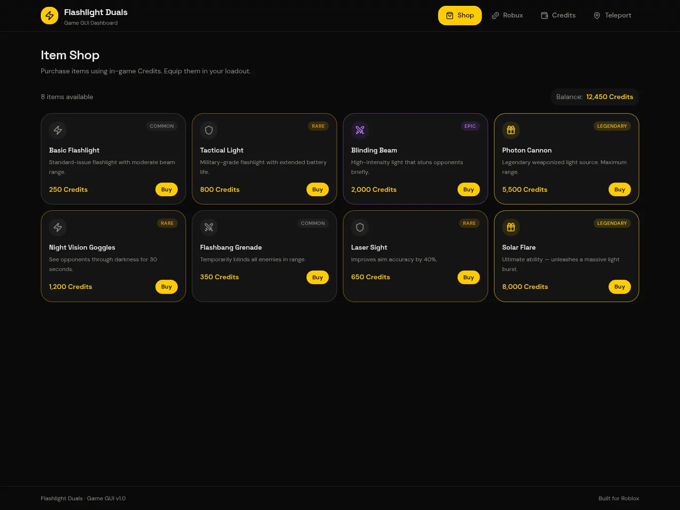 Flashlight Duals GUI