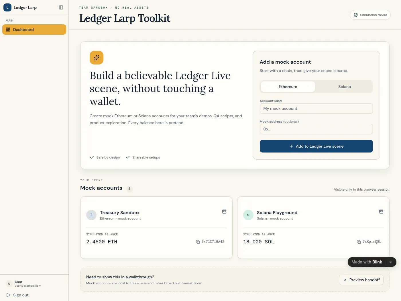 Ledger Larp Toolkit