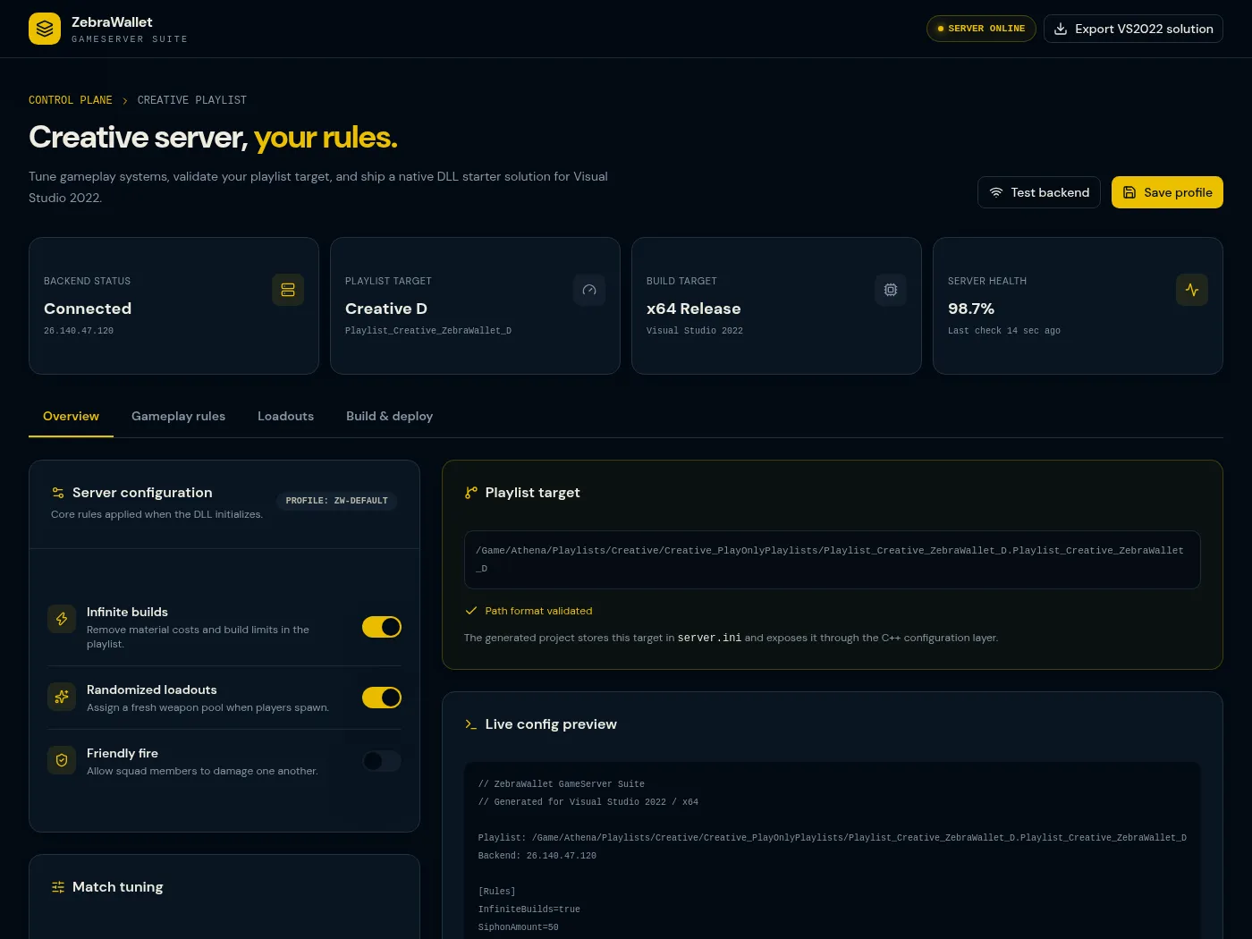 ZebraWallet GameServer Suite