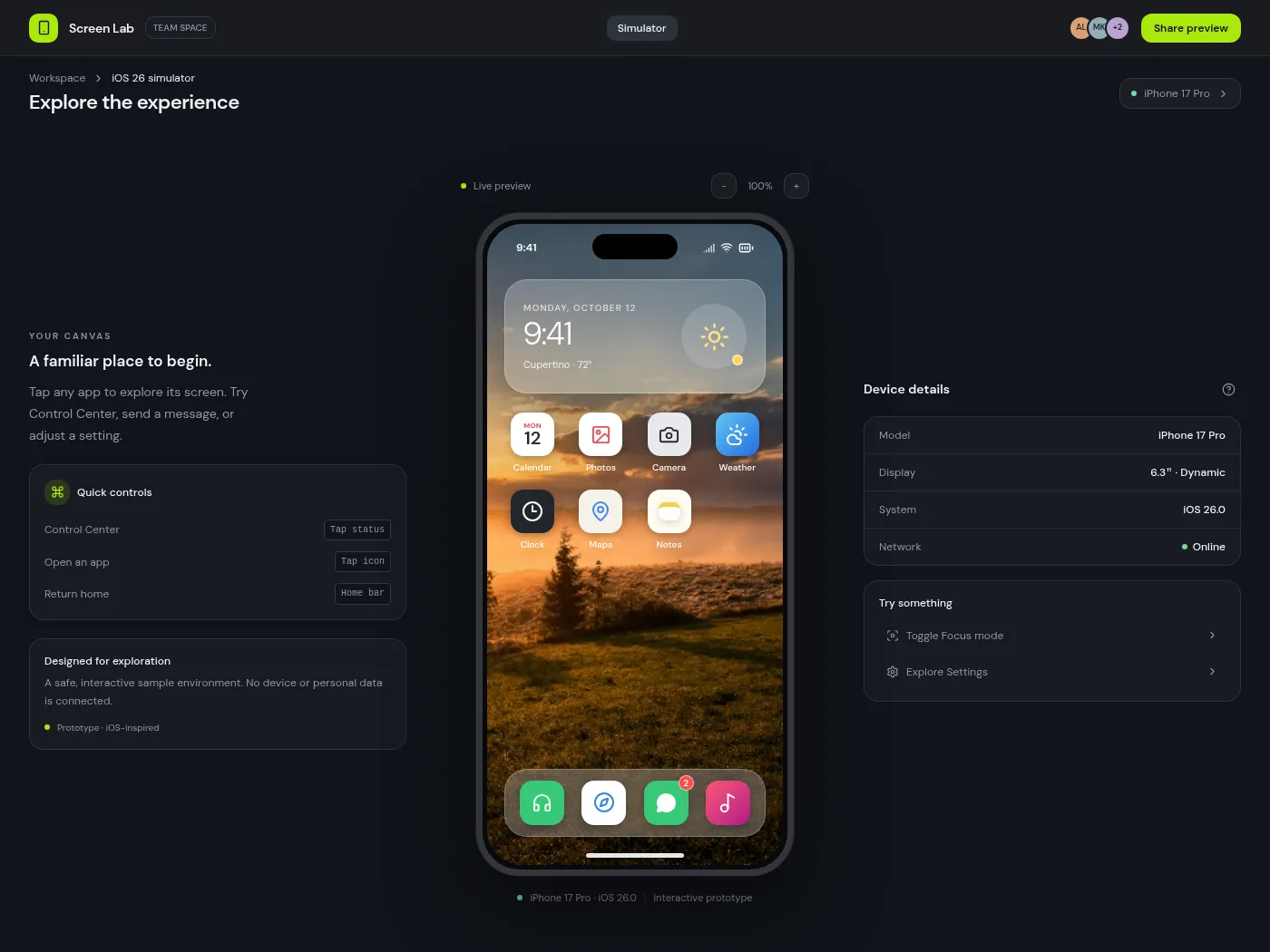 iOS 26 Web Simulator