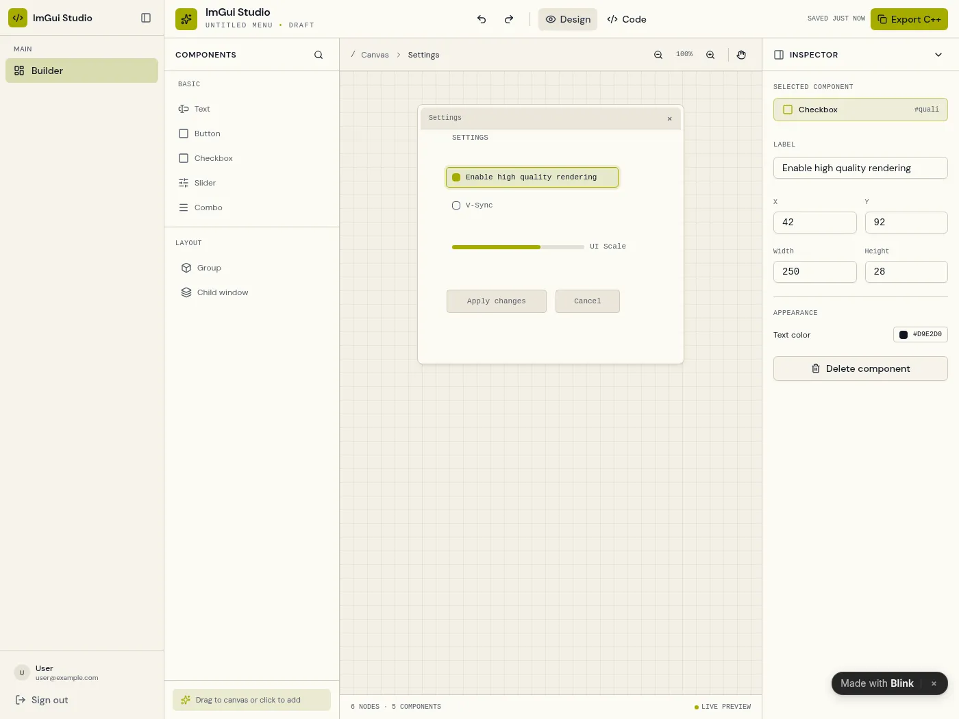 ImGui Menu Builder