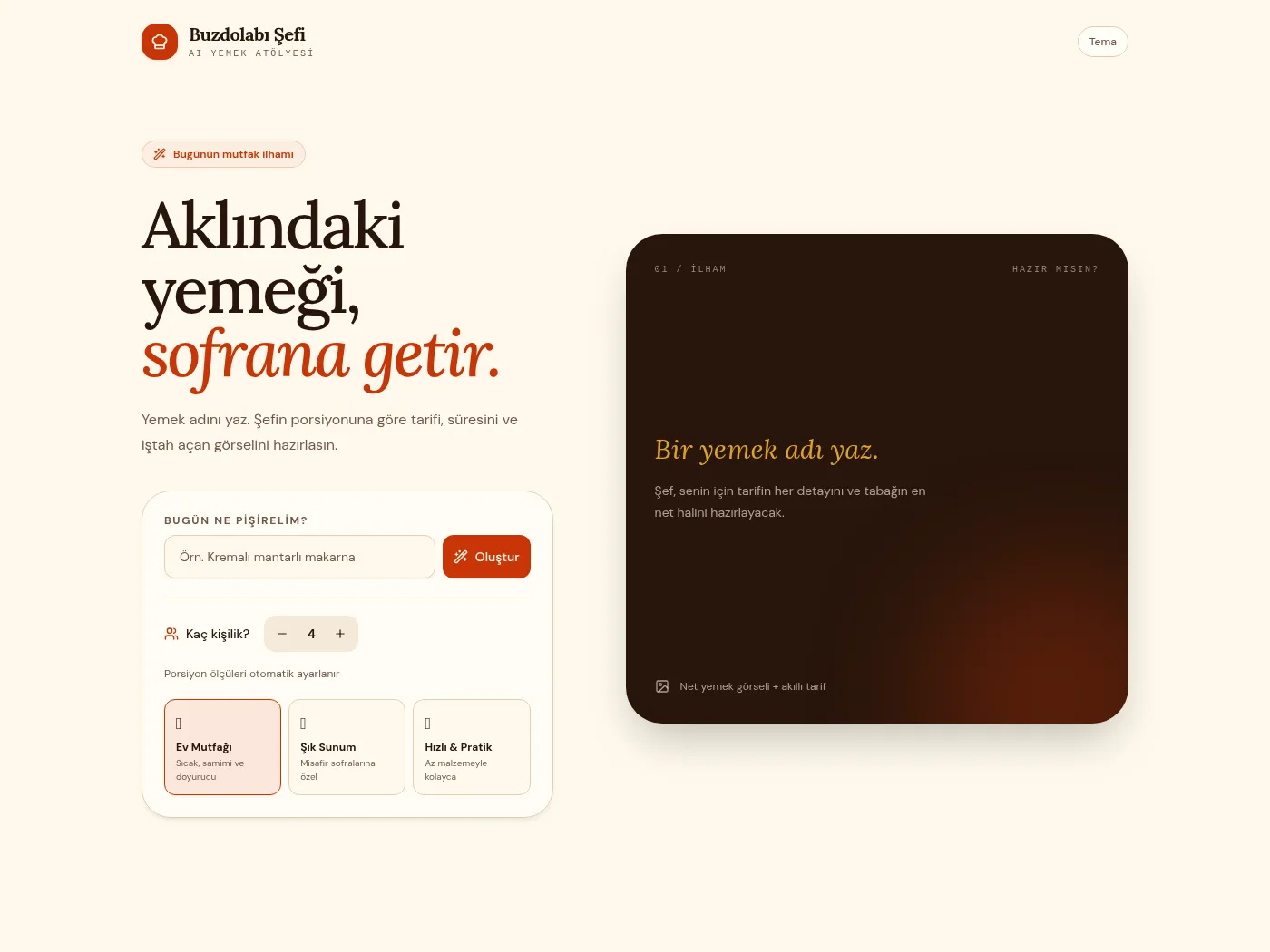 Buzdolabı Şefi AI Yemek