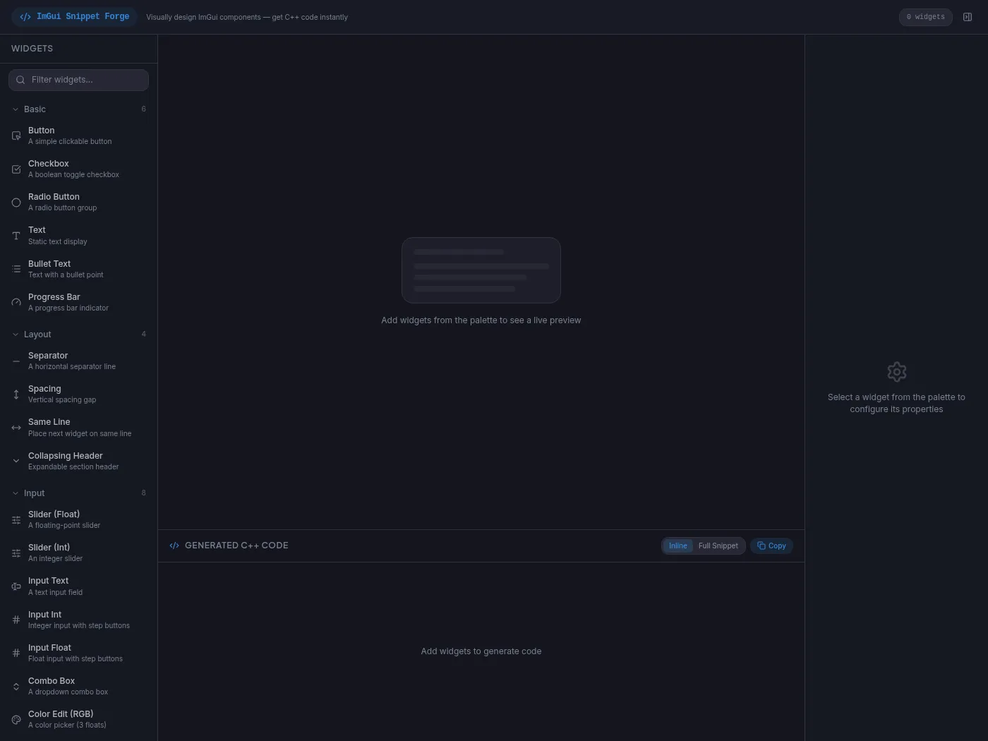 ImGui Snippet Forge