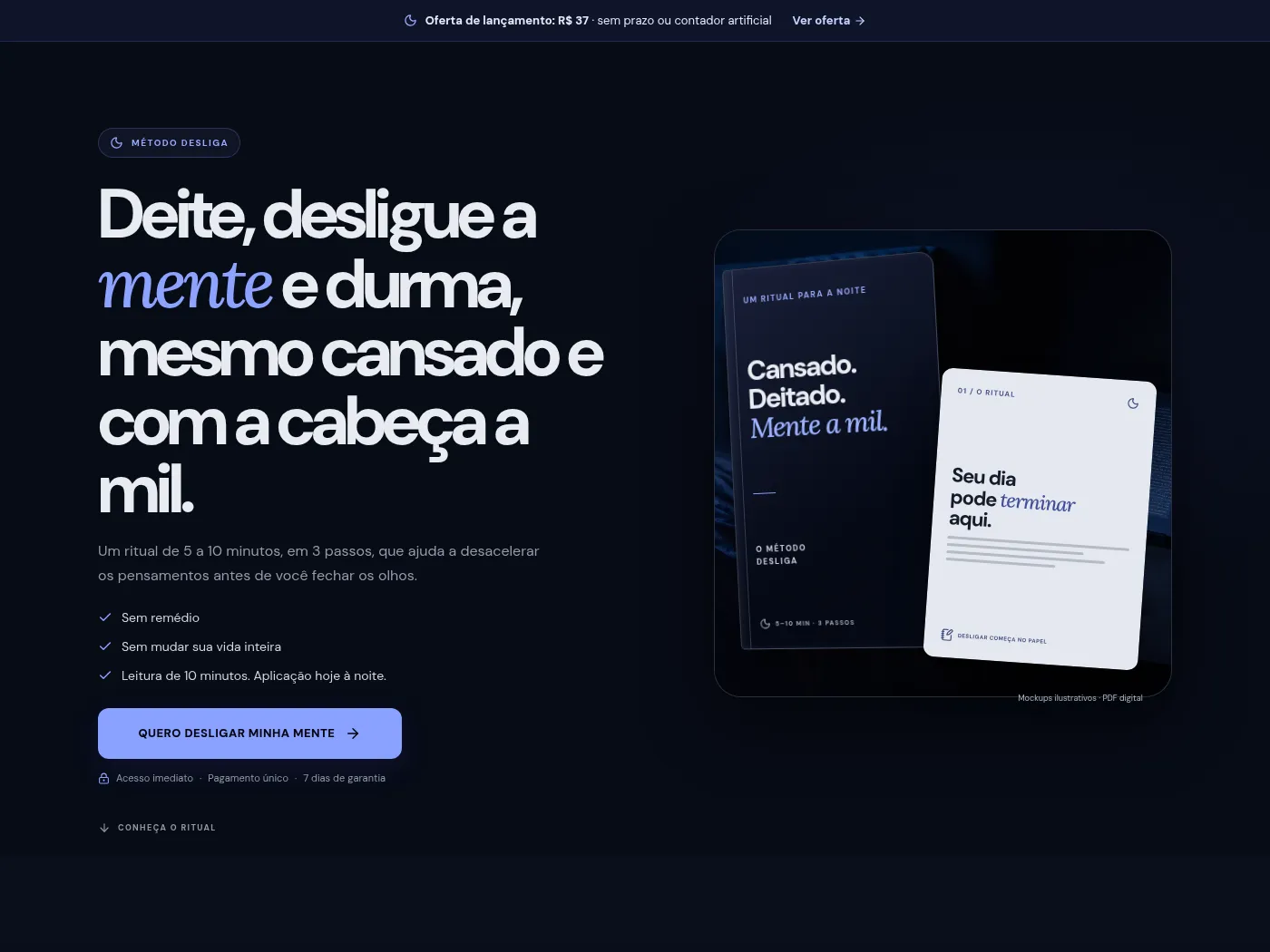 Desliga Mente Landing Page