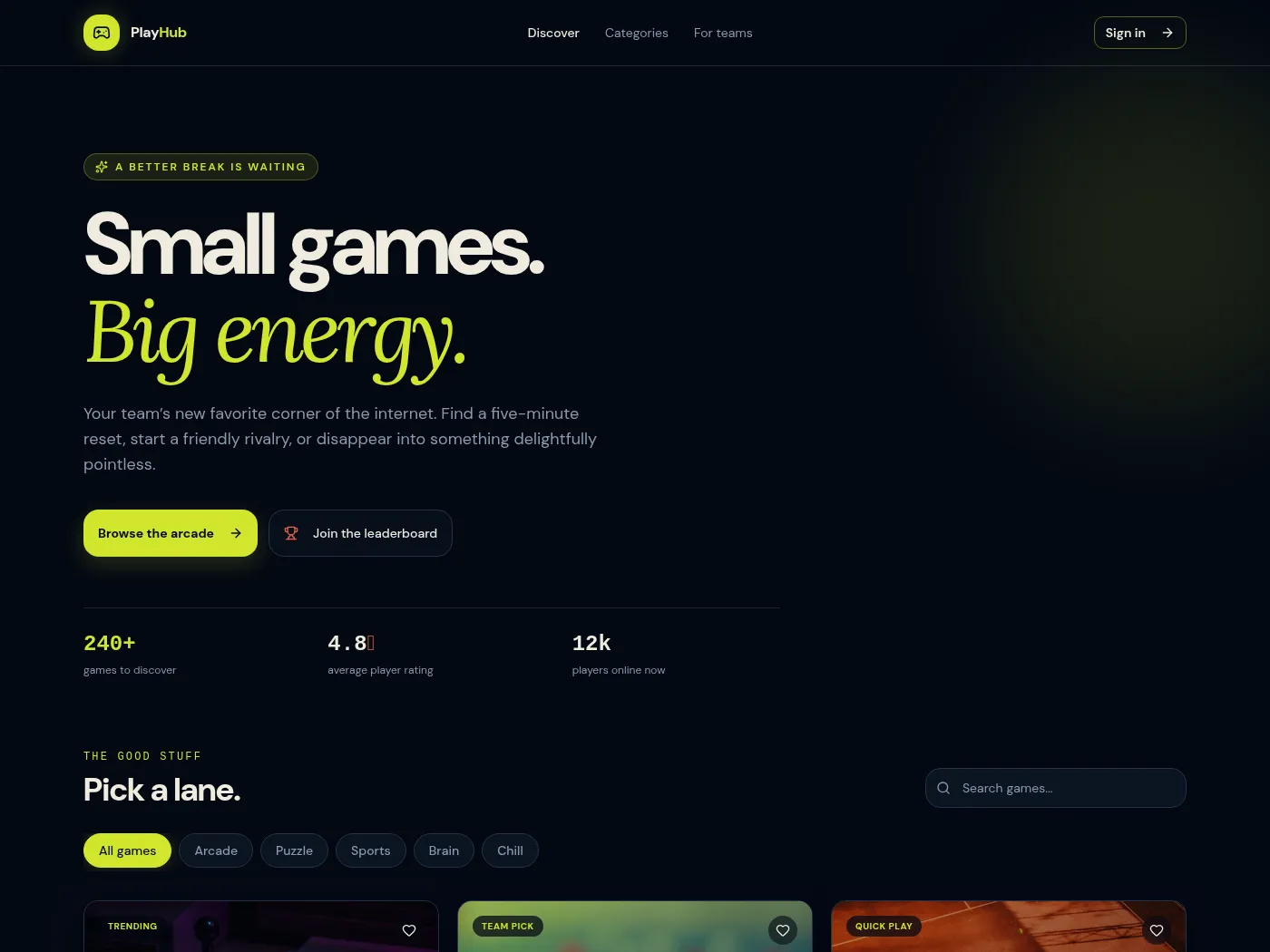 PlayHub Game Portal