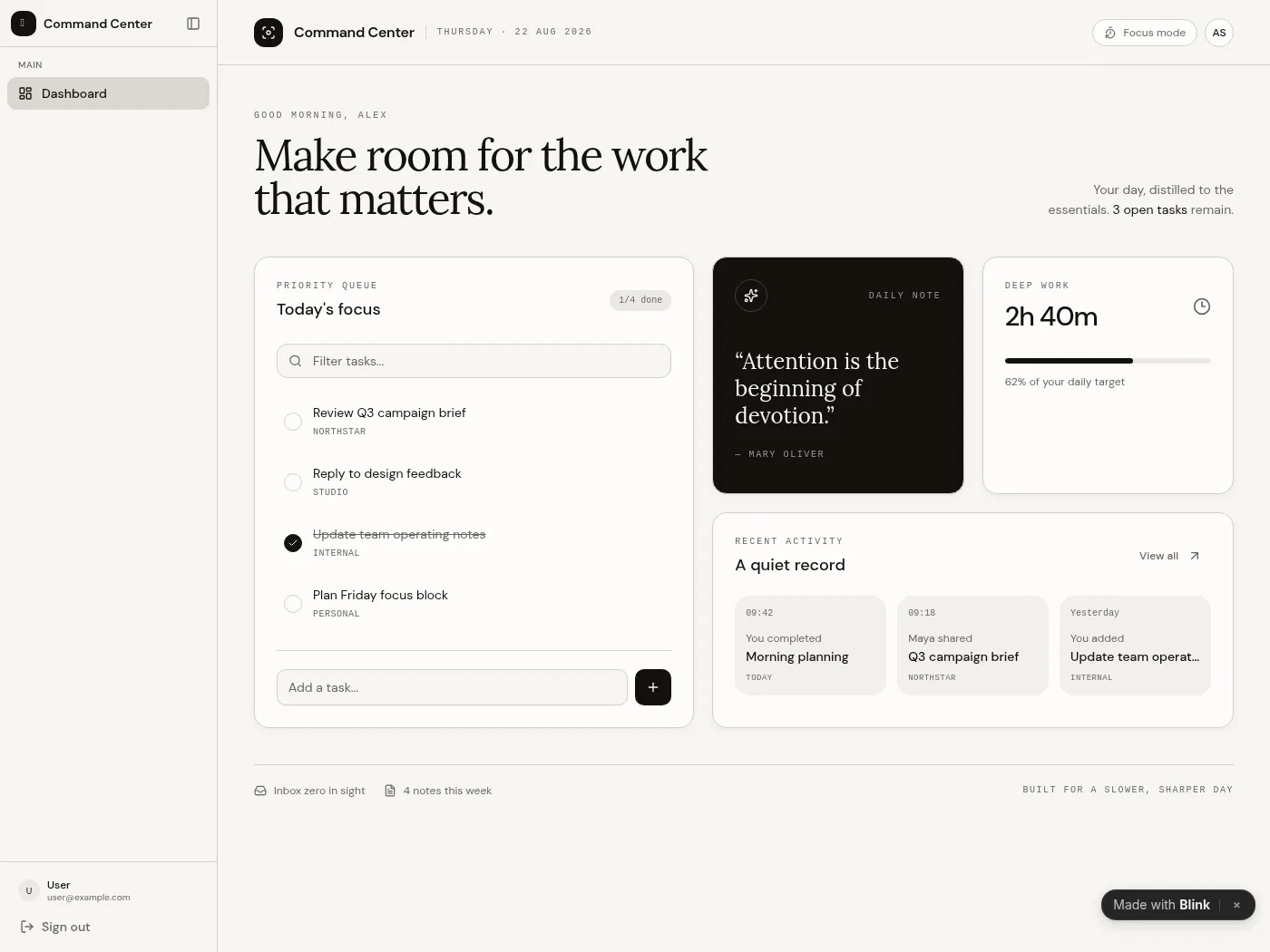 Monochrome Command Center