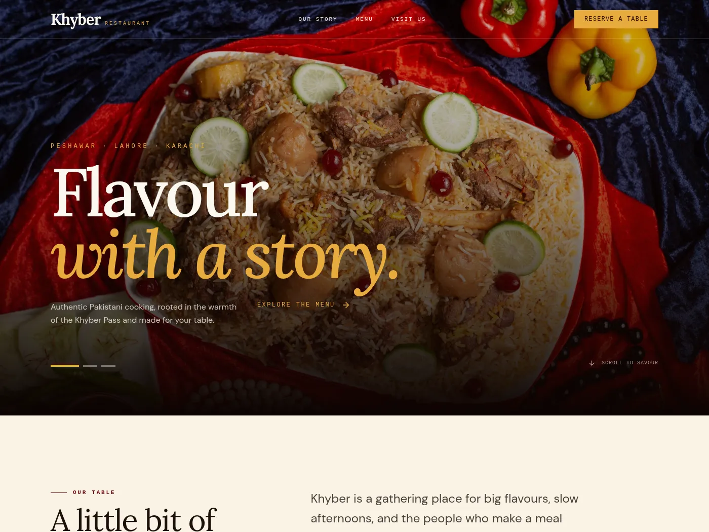 Khyber Restaurant Website