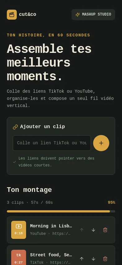 Short Video Mashup App