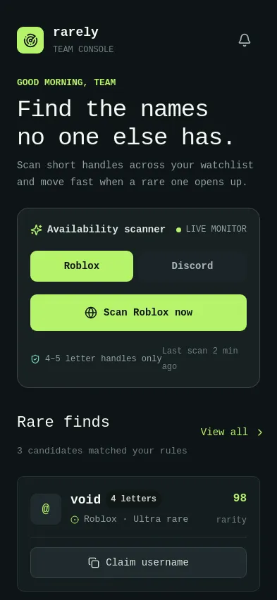 Rare Username Finder