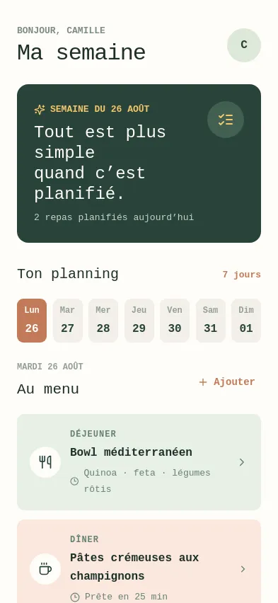 CoursePlan Semaine