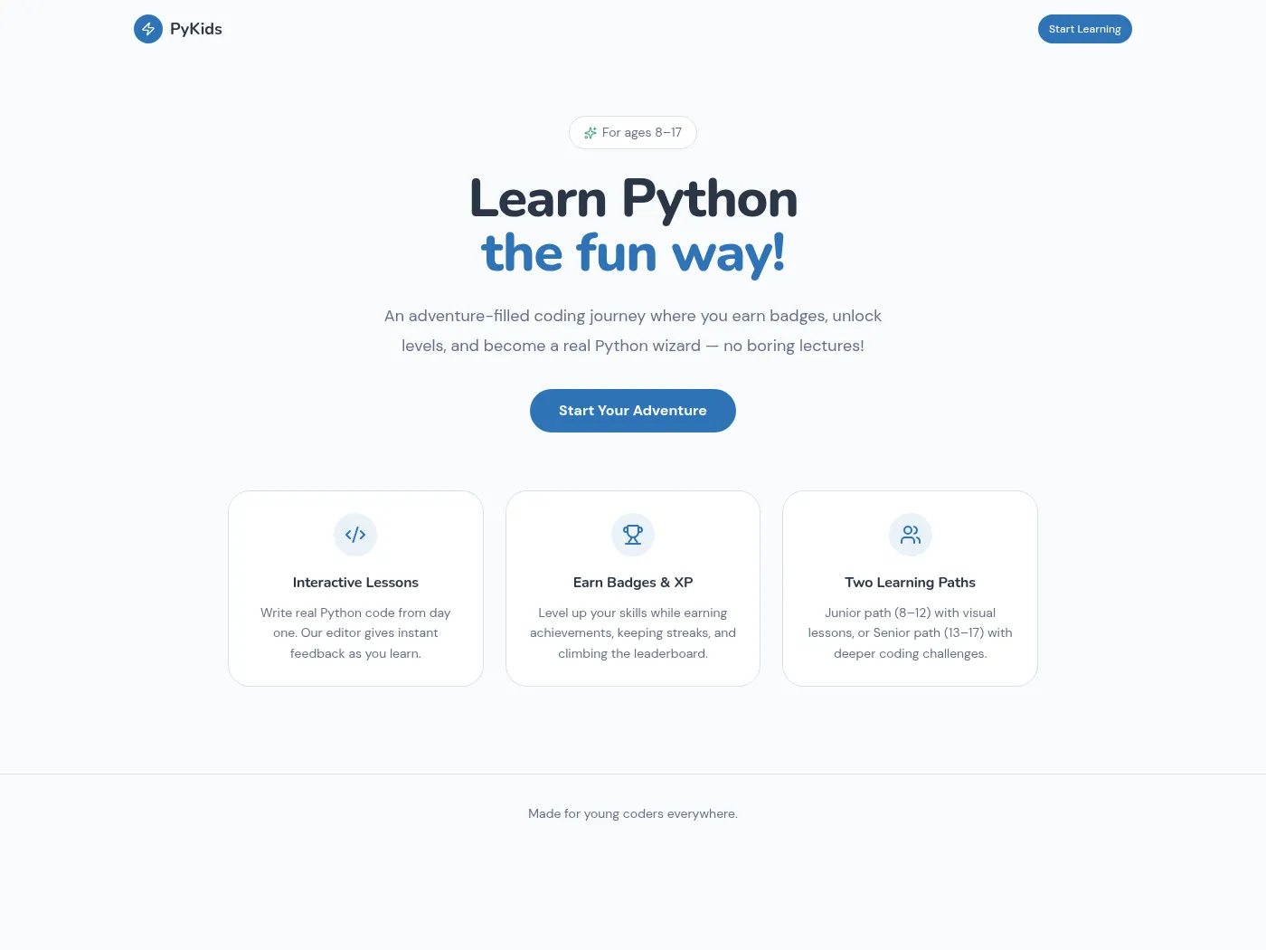 PyKids Learning Platform