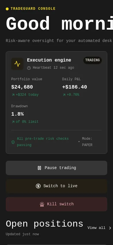 TradeGuard Mobile Console