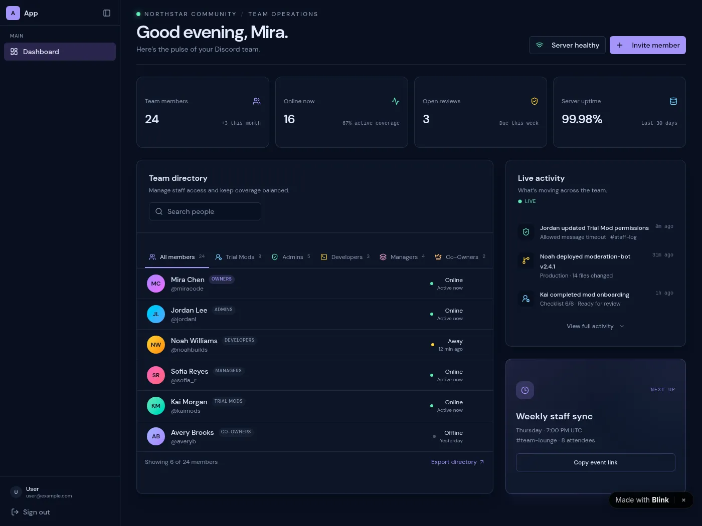 Discord Team Admin Hub