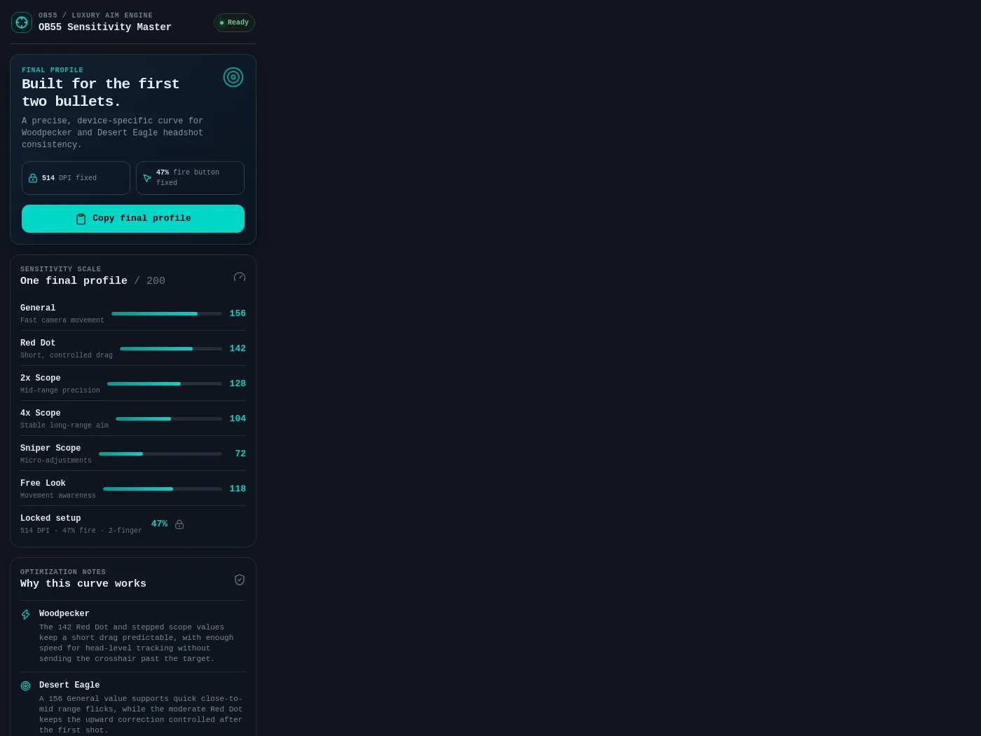 OB55 Sensitivity Master