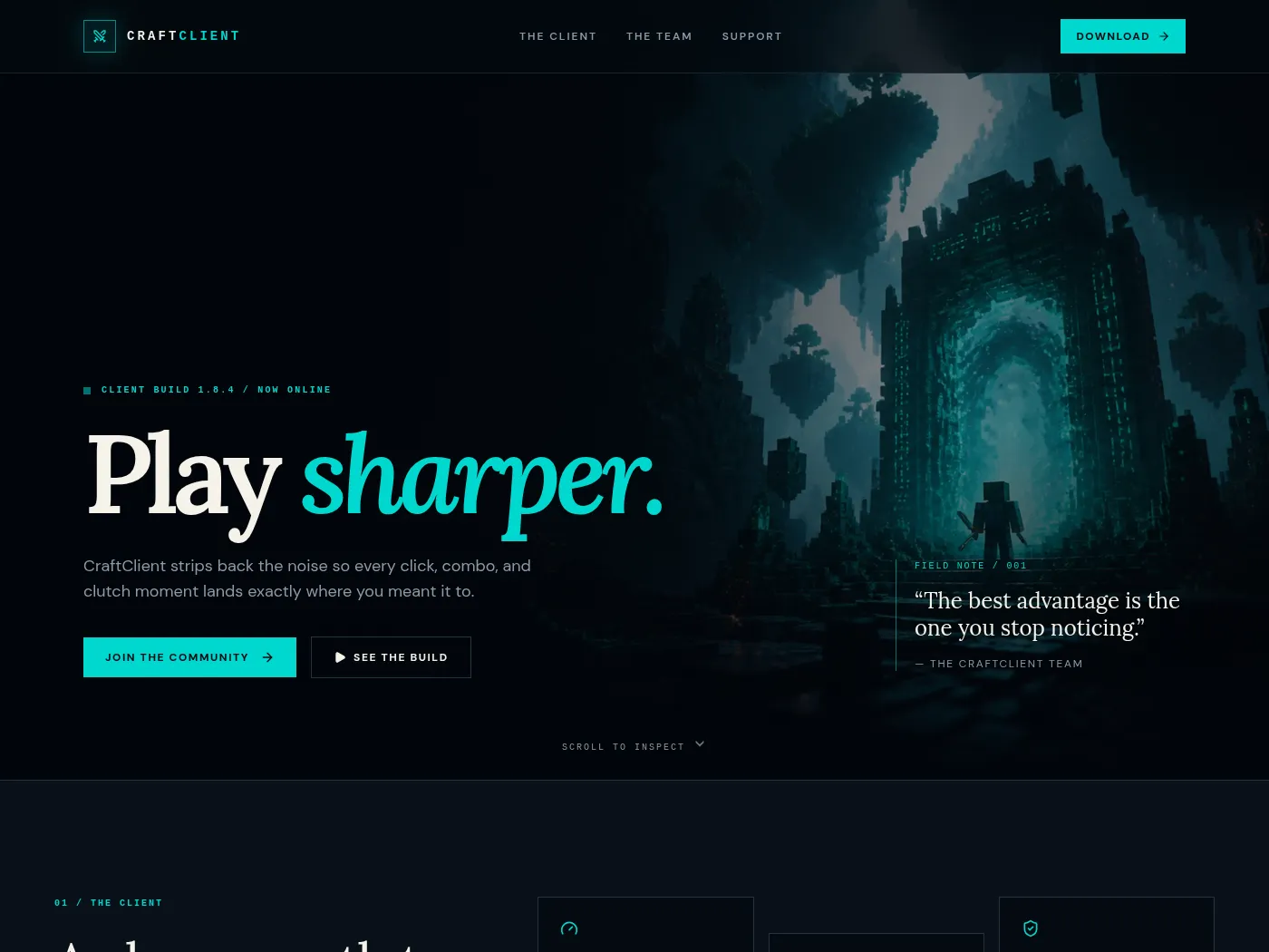 CraftClient Landing Page
