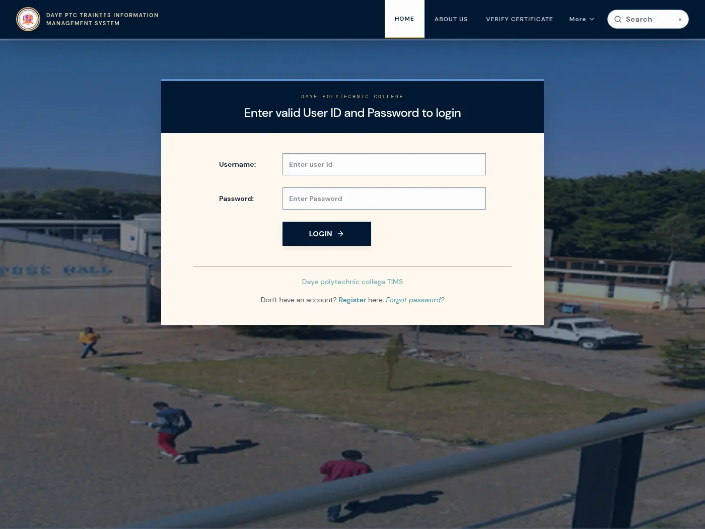Registrar DPTC Portal
