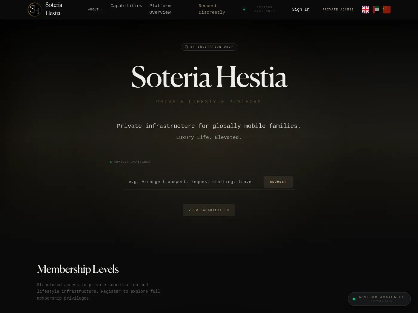 Soteria Hestia - Private Management Platform - Luxury Life. Elevated.