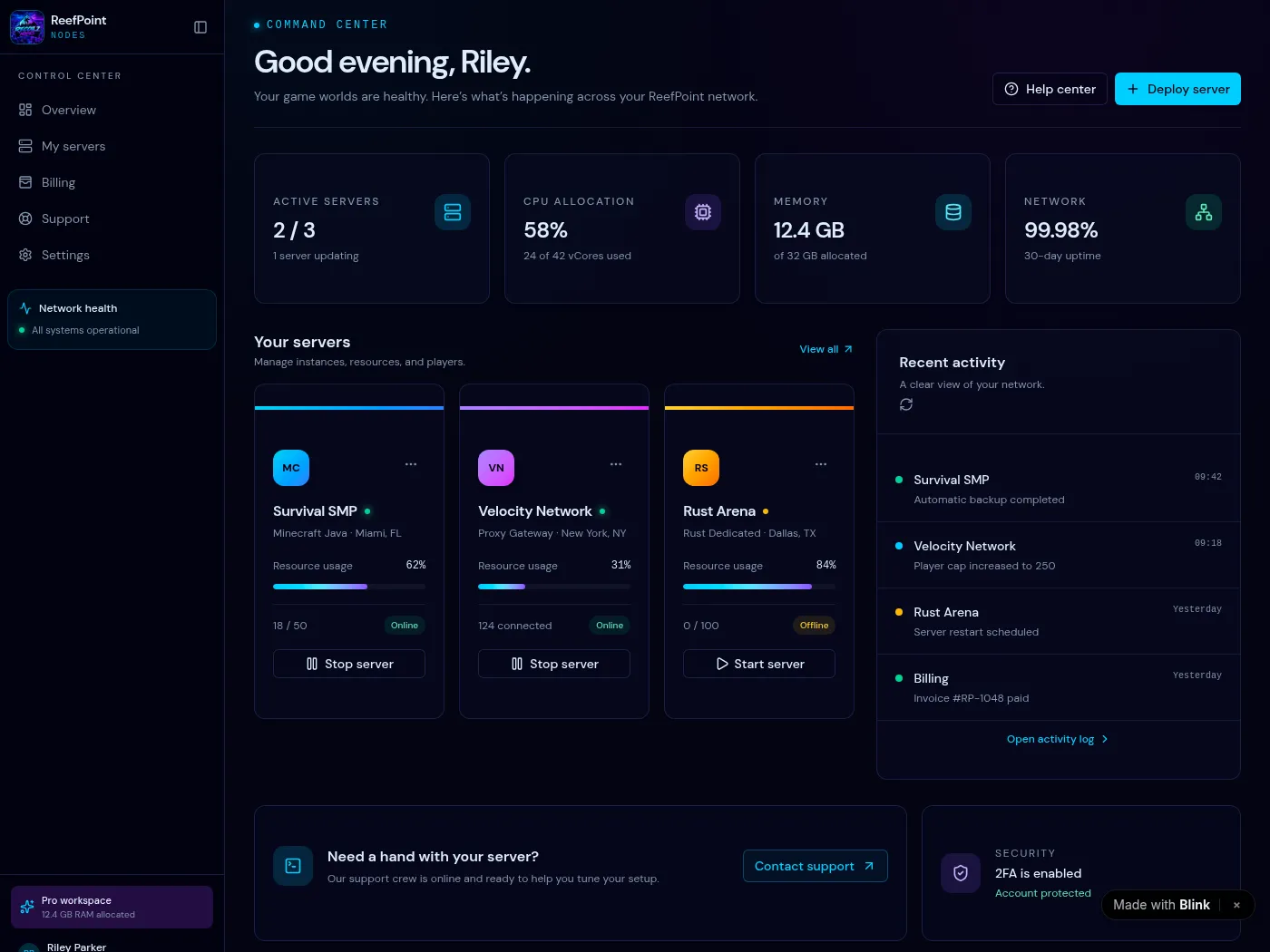 NodeHost Dashboard