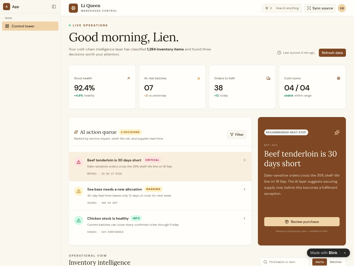 AI Inventory UI Layer