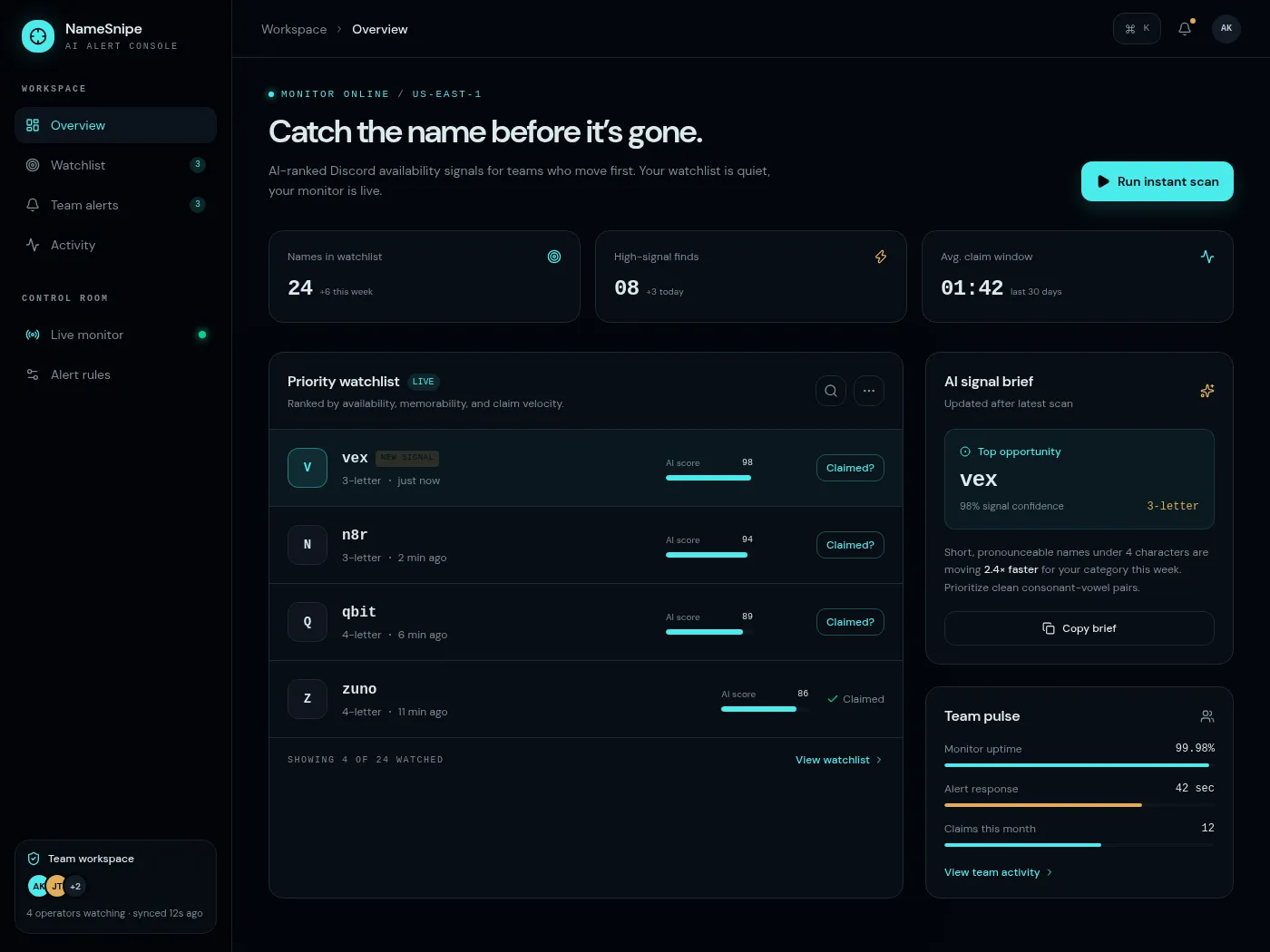 NameSnipe AI Alert