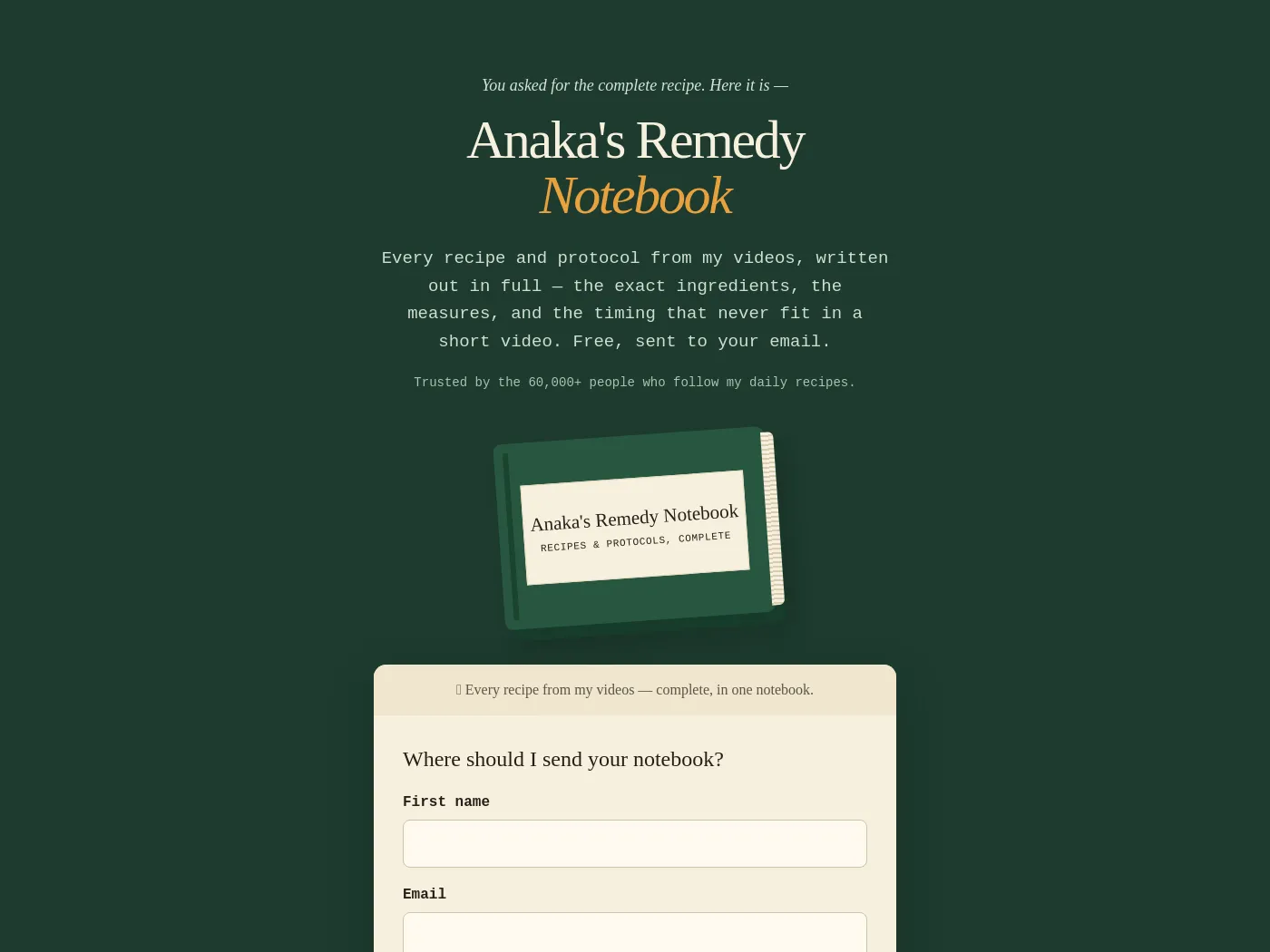 Anaka’s Remedy Notebook Page