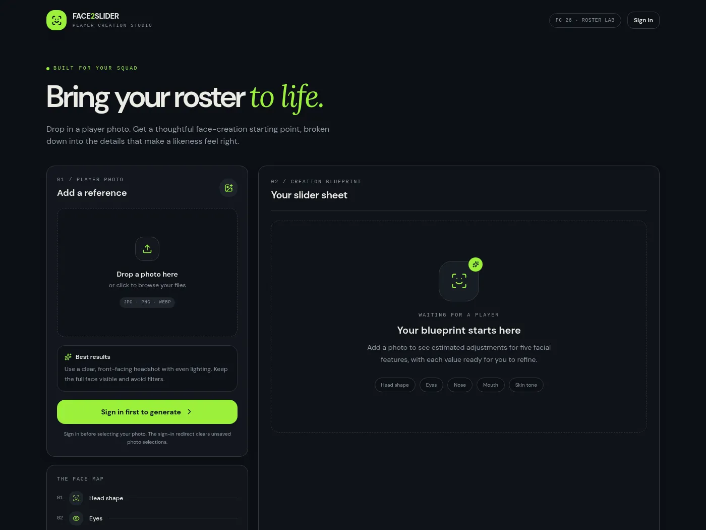 Face2Slider EA Tool