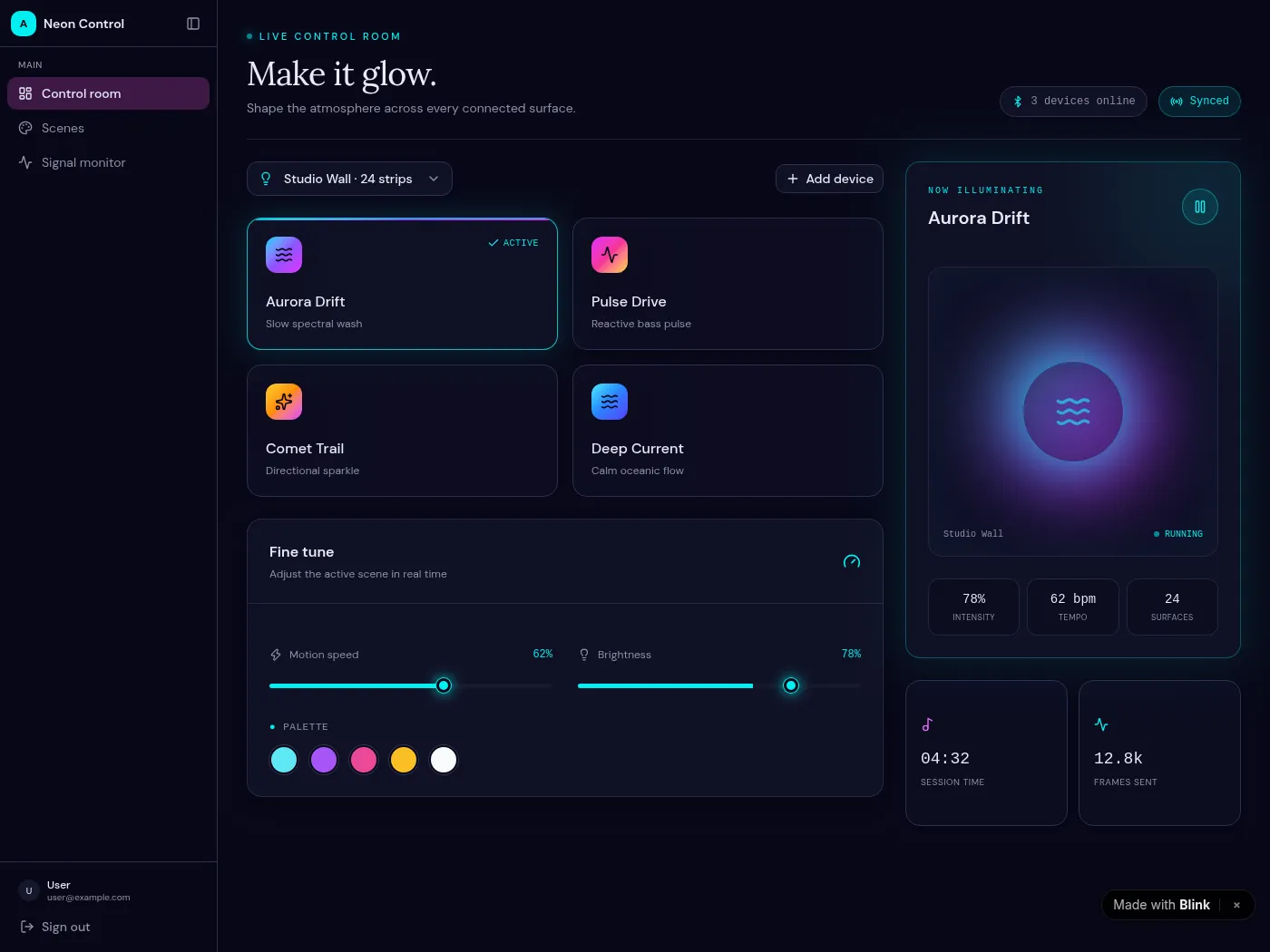 Neon Control Dashboard
