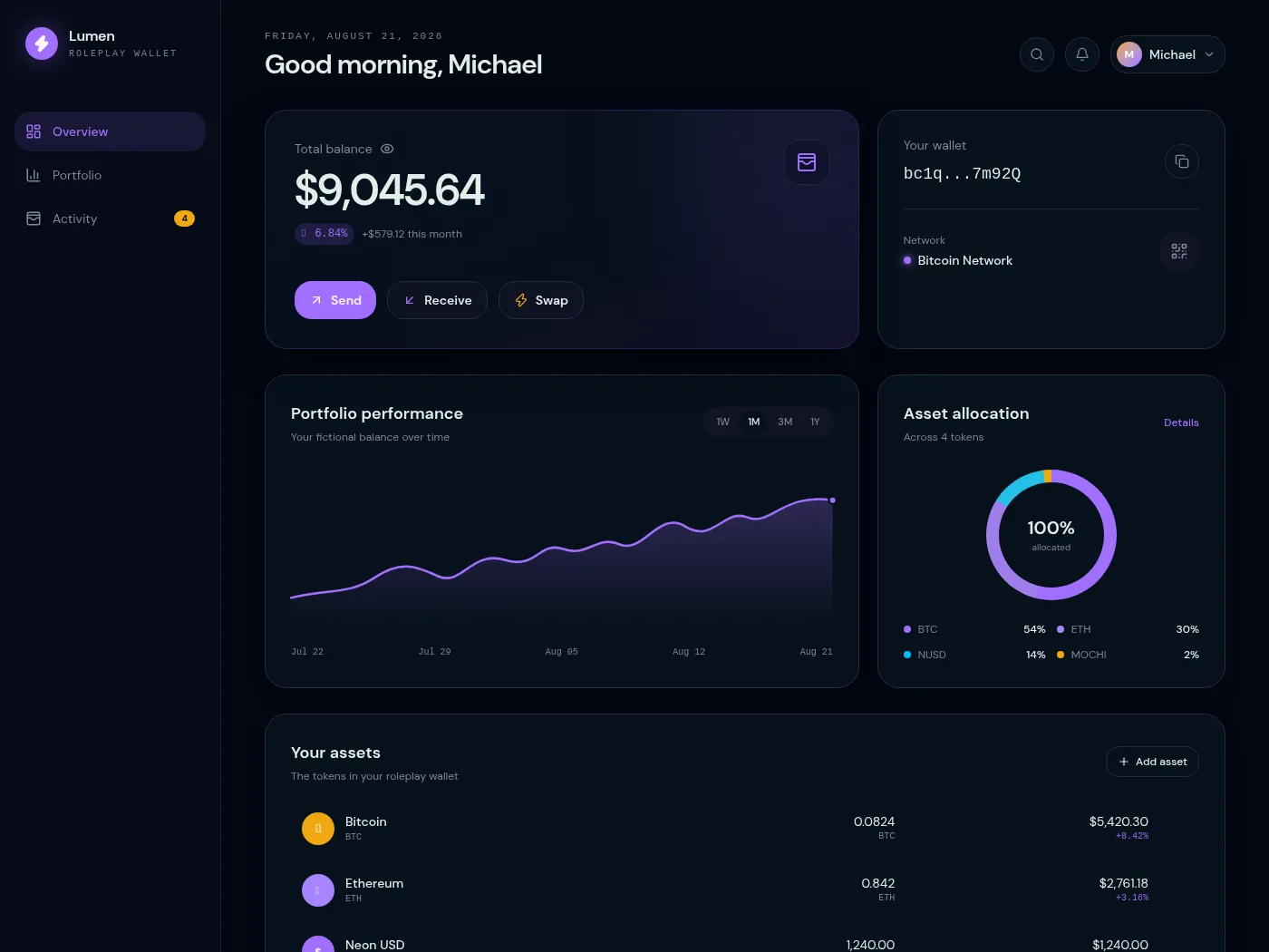 Roleplay Crypto Wallet UI