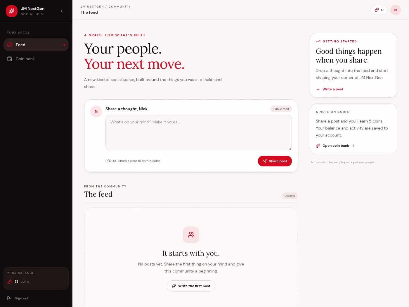 JM NextGen Social Hub