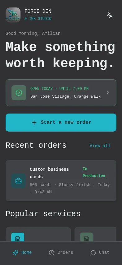 Forge Den & Ink Studio App