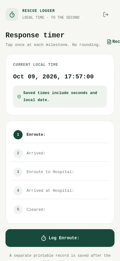 Rescue Timestamp Logger