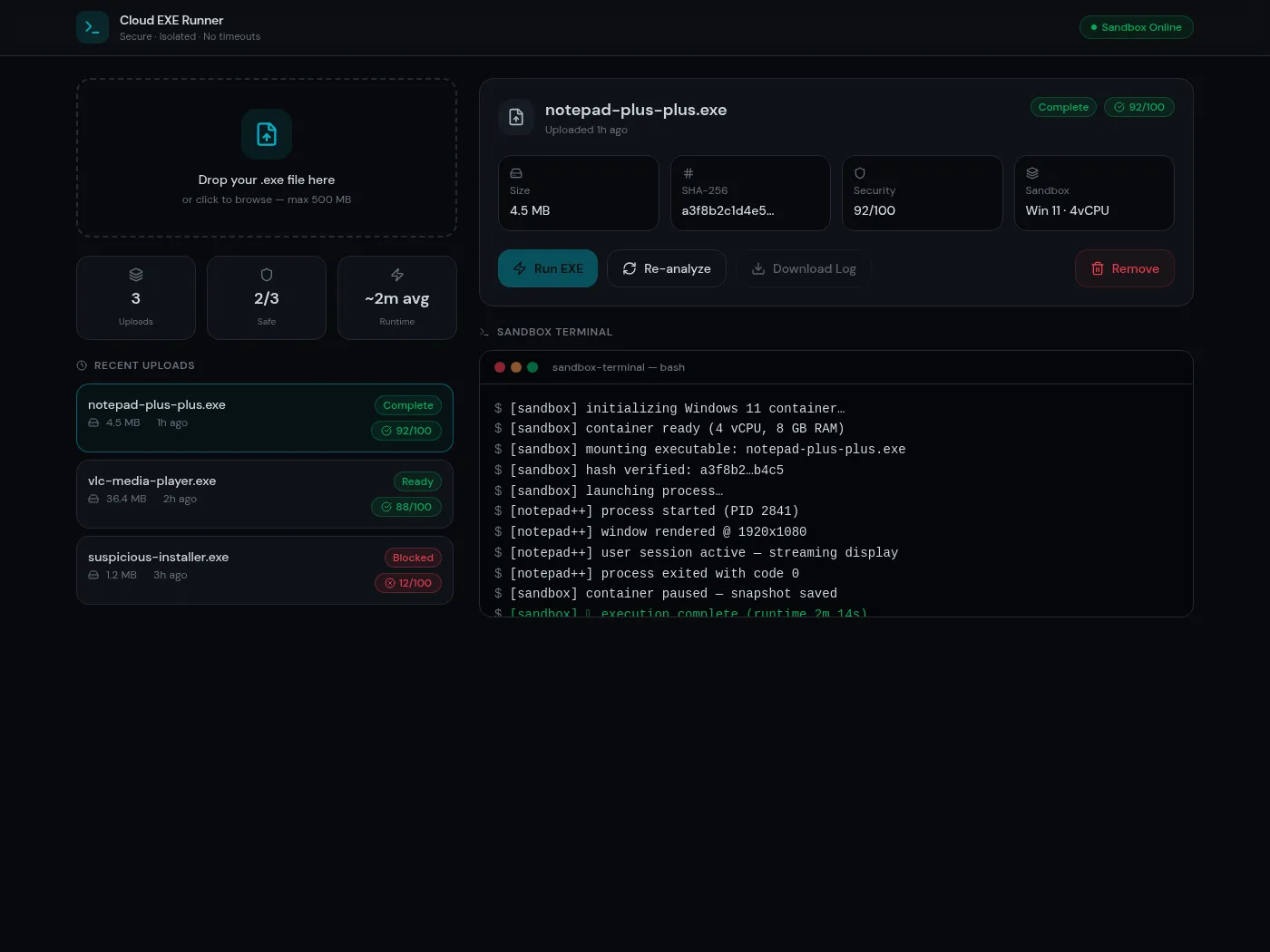 Remote EXE Cloud Runner