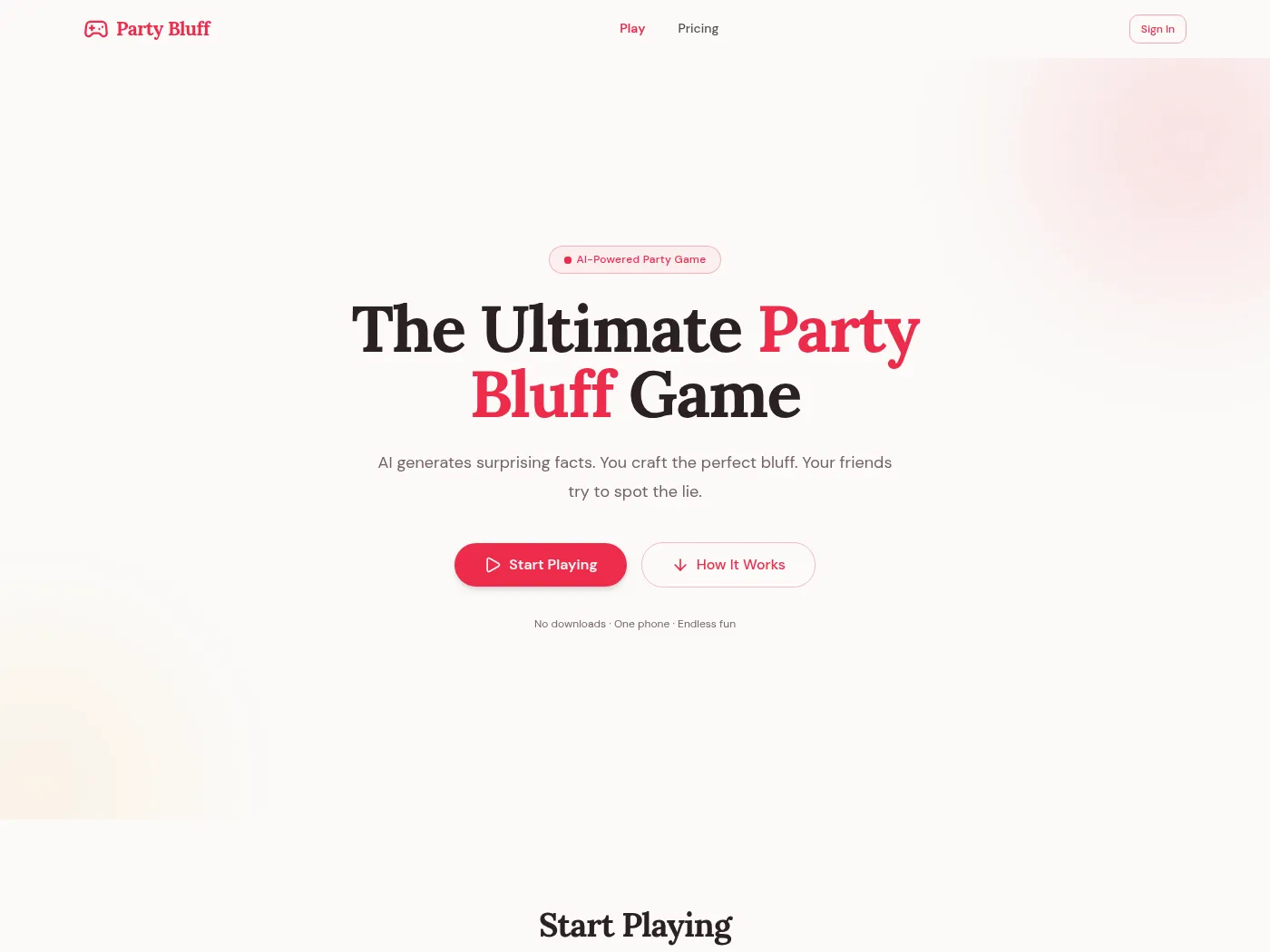 Party Bluff AI Game