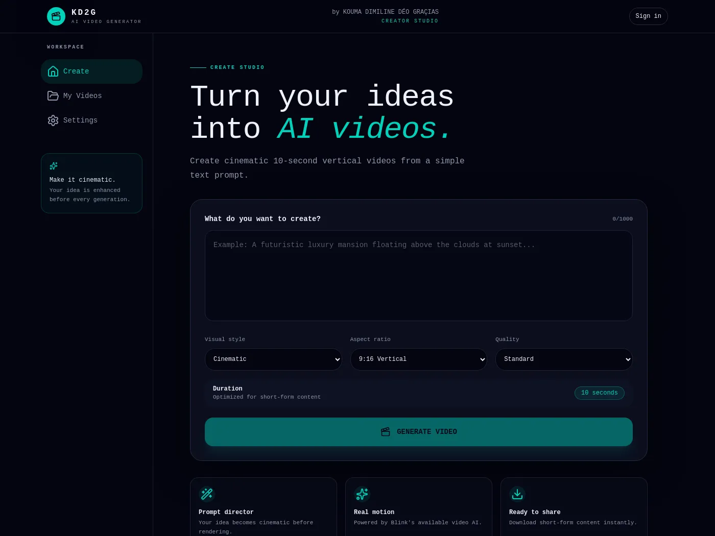 KD2G AI Video Generator